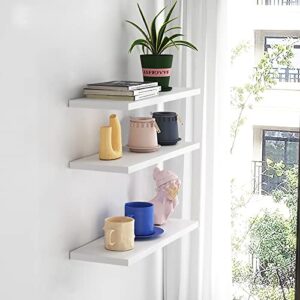 White Floating Shelves Wall Mounted, Decorative Wall Shelf Set of 3 Easy to Install Display Shelves ,Storage Wall Shelves for Bedroom, Living Room, Kitchen, Bathroom, Office and More 19.7''X5.5''