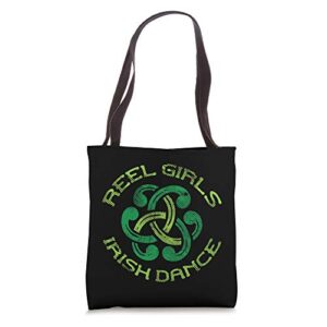 reel girls irish dance st patricks day ceili dancer girl tote bag