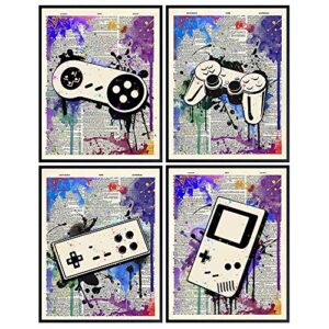 remote control wall art set – gaming graffiti decor – gift for gamers, xbox, ps4, playstation, video game, arcade fan, men, teens – urban street art poster – game room, dorm, bar, boys room, bedroom