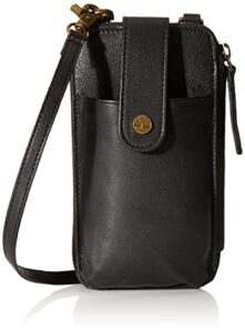 timberland womens wallet rfid leather crossbody phone bag, black (cav), one size us