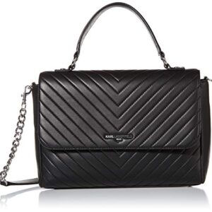 Karl Lagerfeld Paris womens Charlotte Top Handle Satchel Bag, Black/Silver, One Size US