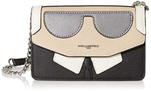 karl lagerfeld paris womens maybelle flap crossbody cross body, wht/black, one size us