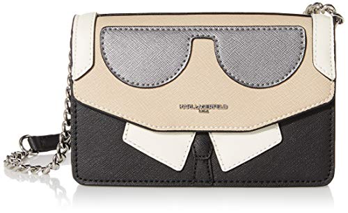 Karl Lagerfeld Paris womens Maybelle Flap Crossbody Cross Body, Wht/Black, One Size US