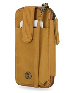 timberland womens wallet rfid leather crossbody phone bag, wheat (nubuck), one size us