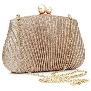 clutch purses for women shiny evening clutch crossbody bag evening purses and handbags for wedding party prom (rose gold color)