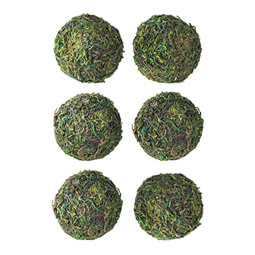 Ka Home Decorative Green Moss Balls Set of 6 - Natural Orbs for Centerpiece, Tray, Bowl or Table Decorations - Artificial Moss Decor Spheres - 3.5 inch Each