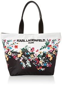 karl lagerfeld paris amour tote, blk/wht floral