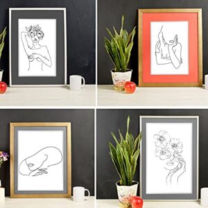 wall art 16 Pieces 8 x 10 Inch Minimalist Line Art Wall Decor Women Body Black and White Abstract Drawings Aesthetic Posters Line Wall Unframed Art for Girls Women Apartment Room