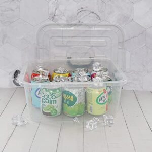 Fiazony 8 L Plastic Clear Storage Box, 2-Pack Storage Latch Box with Lid