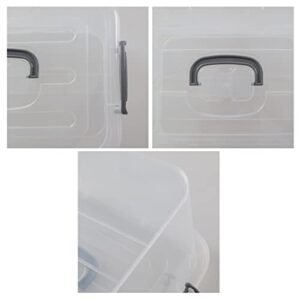 Fiazony 8 L Plastic Clear Storage Box, 2-Pack Storage Latch Box with Lid