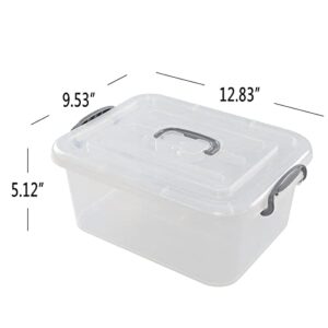 Fiazony 8 L Plastic Clear Storage Box, 2-Pack Storage Latch Box with Lid