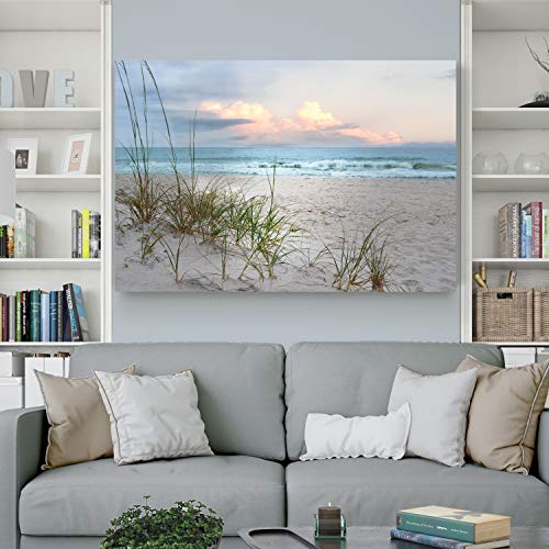 Renditions Gallery Home Wall Art Pictures Sunset View at Calm White Sandy Beach Canvas Hanging Prints for Living Room Office Walls - 32"X48" LT08