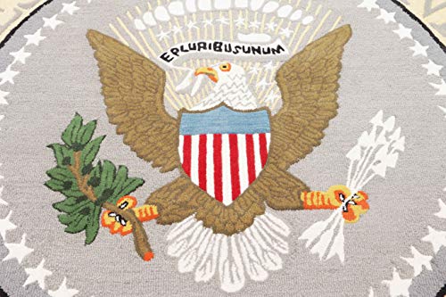 Eagle USA Pluribus Unum Seal of The President United States of America Handmade Tufted 100%Woolen Round Area Rugs & Carpet (8'x8' Round)