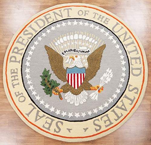 Eagle USA Pluribus Unum Seal of The President United States of America Handmade Tufted 100%Woolen Round Area Rugs & Carpet (8'x8' Round)