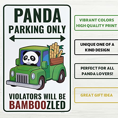 Venicor Panda Sign - 9 x 14 Inches - Aluminum - Panda Gifts for Girls Women - Panda Bear Room Decor Wall Art Stickers Stuff