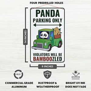 Venicor Panda Sign - 9 x 14 Inches - Aluminum - Panda Gifts for Girls Women - Panda Bear Room Decor Wall Art Stickers Stuff