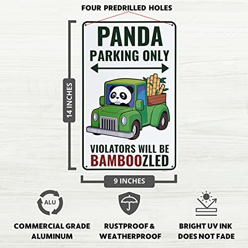 Venicor Panda Sign - 9 x 14 Inches - Aluminum - Panda Gifts for Girls Women - Panda Bear Room Decor Wall Art Stickers Stuff