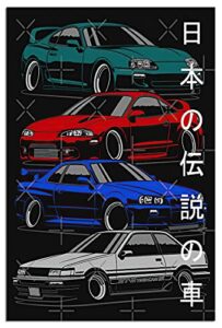 alluckii jdm japanese car poster legends essential classic canvas wall print art living room wall decor artwork paintings for bathroom decor 16″x24″ no frame