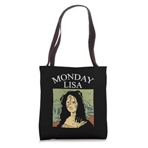 monday lisa funny monalisa pun meme art parody painter gift tote bag