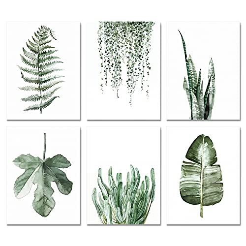 Plant Prints Unframed Posters Wall Art for Living Room Decor, 8x10 Poster Canvas Prints Set of 6, Botanical Prints Wall Art Leaf Posters Sage Green Decor