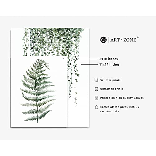 Plant Prints Unframed Posters Wall Art for Living Room Decor, 8x10 Poster Canvas Prints Set of 6, Botanical Prints Wall Art Leaf Posters Sage Green Decor