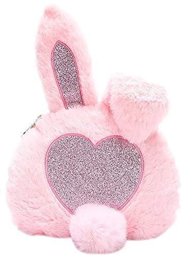 QZUnique Rabbit Shape Handbag Women's Lovely Plush Toy Crossbody Bag Rope Strap Shoulder Bag