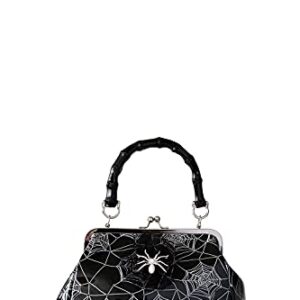 Lost Queen Killian Spiderweb Vintage Kisslock Handbag Glitter Spider Brooch Purse