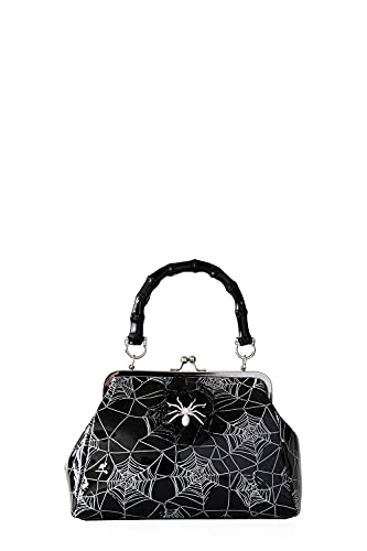 Lost Queen Killian Spiderweb Vintage Kisslock Handbag Glitter Spider Brooch Purse