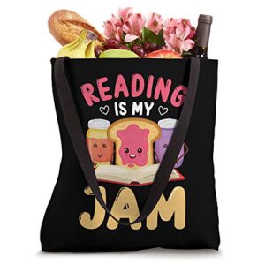 Reading Is My Jam Funny I Love to Read Books Gift Tote Bag