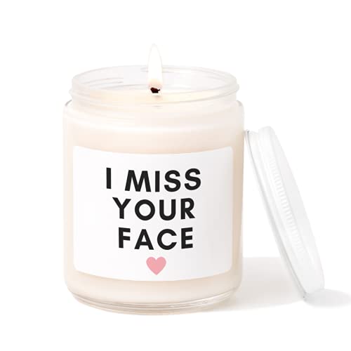 I Miss Your Face Lavender Scented Candle - Handcrafted with 100% Soy Wax, Glass Jar and Cotton Wicks. Non Toxic, Mother’s Day Gifts for Her, Birthday Gifts