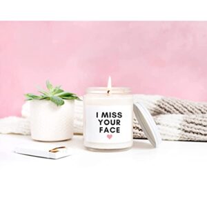 I Miss Your Face Lavender Scented Candle - Handcrafted with 100% Soy Wax, Glass Jar and Cotton Wicks. Non Toxic, Mother’s Day Gifts for Her, Birthday Gifts