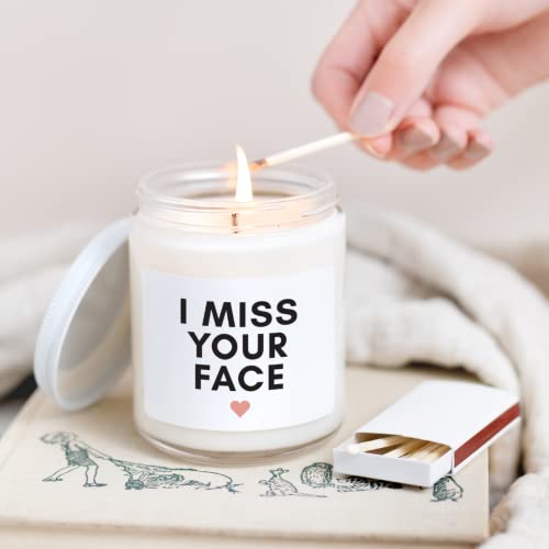 I Miss Your Face Lavender Scented Candle - Handcrafted with 100% Soy Wax, Glass Jar and Cotton Wicks. Non Toxic, Mother’s Day Gifts for Her, Birthday Gifts