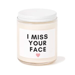 I Miss Your Face Lavender Scented Candle - Handcrafted with 100% Soy Wax, Glass Jar and Cotton Wicks. Non Toxic, Mother’s Day Gifts for Her, Birthday Gifts