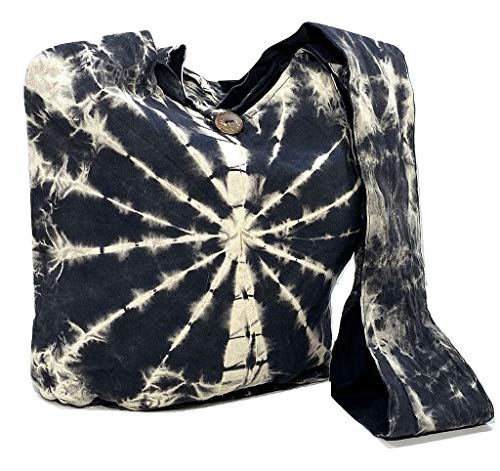 Original Collections Black and White Tie Dye Crossbody Shoulder Bag Large