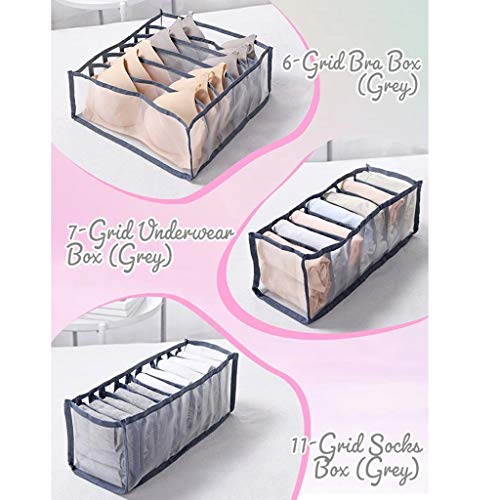 Underwear Drawer Organizer 3 Set Sock Organizer Apartment Essentials for First Apartment College Dorm Room Essentials Foldable Nylon Mesh Closet Organizer Dresser Organizer for Underwear,Socks