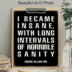 Edgar Allan Poe Wall Art & Decor - Funny Sayings for Home Decor, Office, Bedroom, Living Room, Apartment - Literary Quotes - Unique Gift for Men - Gothic Poster Print Picture Sign - Goth Home Decor