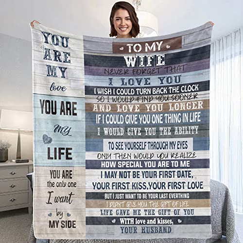 WSYEAR Mothers Day Birthday Gifts for Wife from Husband,Wife Birthday Gift Ideas,Mother Day Wedding Anniversary Birthday Romantic Gifts for her,Wife Blanket 60X50