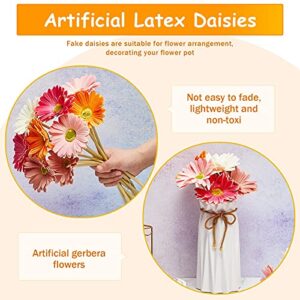 Artificial Daisy Artificial Flowers Gerbera Daisy Fake Gerbera Daisies Fake Flowers Bouquet 15 Inch for Wedding Bridal Bouquet Party Home Kitchen (White, Pink, Yellow, Orange, Rose, Coral,18 Pieces)