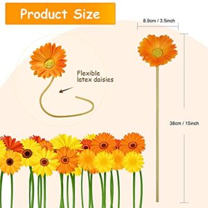 Artificial Daisy Artificial Flowers Gerbera Daisy Fake Gerbera Daisies Fake Flowers Bouquet 15 Inch for Wedding Bridal Bouquet Party Home Kitchen (White, Pink, Yellow, Orange, Rose, Coral,18 Pieces)