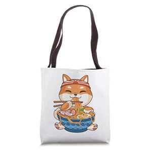 kawaii cute anime shiba inu dog otaku japanese ramen noodles tote bag