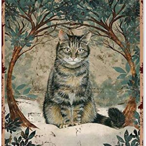 Eeypy Retro Metal tin Sign a Girl who Loves Cats, Birthday and Christmas, Art Print 8x12 inch