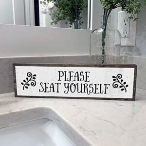 ANVEVO Please Seat Yourself - Metal Wood Sign Light – Cute & Funny Wall Bathroom Decor - Rustic Wall Art - Modern Home Décor - Farmhouse Bathroom Decorations