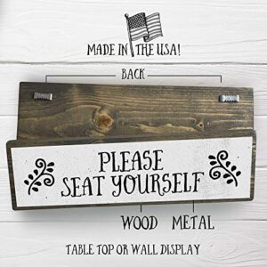 ANVEVO Please Seat Yourself - Metal Wood Sign Light – Cute & Funny Wall Bathroom Decor - Rustic Wall Art - Modern Home Décor - Farmhouse Bathroom Decorations