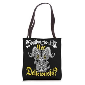 blackcraft cute baphomet black phillip satan lucifer tote bag