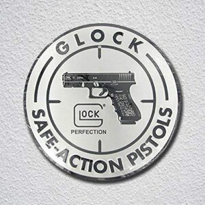 glock perfection oem safe action tin sign metal sign metal poster round metal tin sign metal sign wall decor man cave garage bar pub