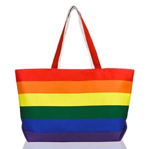 dalix rainbow tote bag with zippered top