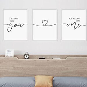 I Belong With You, You belong With Me Print, Set Of 3 Wall Art, Bedroom Quote Print, Minimalist Wall Art, Birthday & Anniversary Gift, 11x14inch Unframed