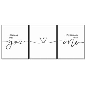 I Belong With You, You belong With Me Print, Set Of 3 Wall Art, Bedroom Quote Print, Minimalist Wall Art, Birthday & Anniversary Gift, 11x14inch Unframed