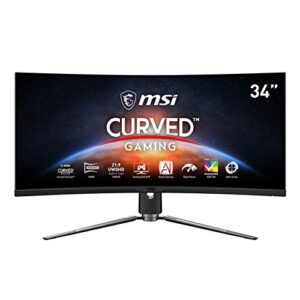 msi mpg artymis 343cqr, 34″ gaming monitor, 3440 x 1440 (uwqhd), va, 165hz, freesync premium, hdr 400, hdmi, displayport, usb c, tilt, swivel, height adjustable