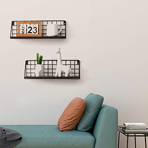 Coral Flower 2-Pack Floating Shelves Wall-Mounted Rustic Space-Saving & Decorative Wood Shelving Set for Living Room Office Bedroom，Rustic Brown 1